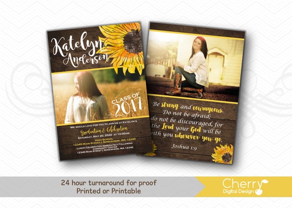 Rustic Graduation Invitation Announcement for her Printed or | Etsy