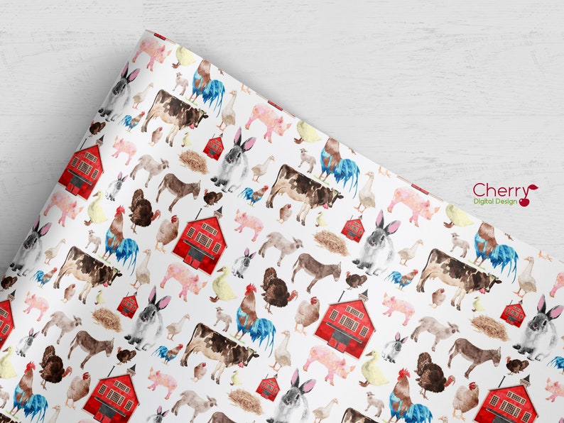 Barn Farm Animal Wrapping Paper Sheets or Roll christmas - Etsy