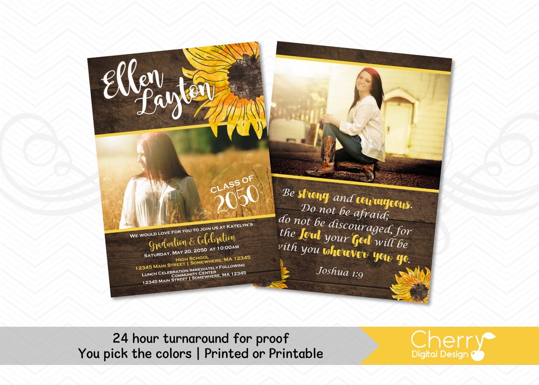 Rustic Graduation Invitation Announcement for Her Printed or Printable ...