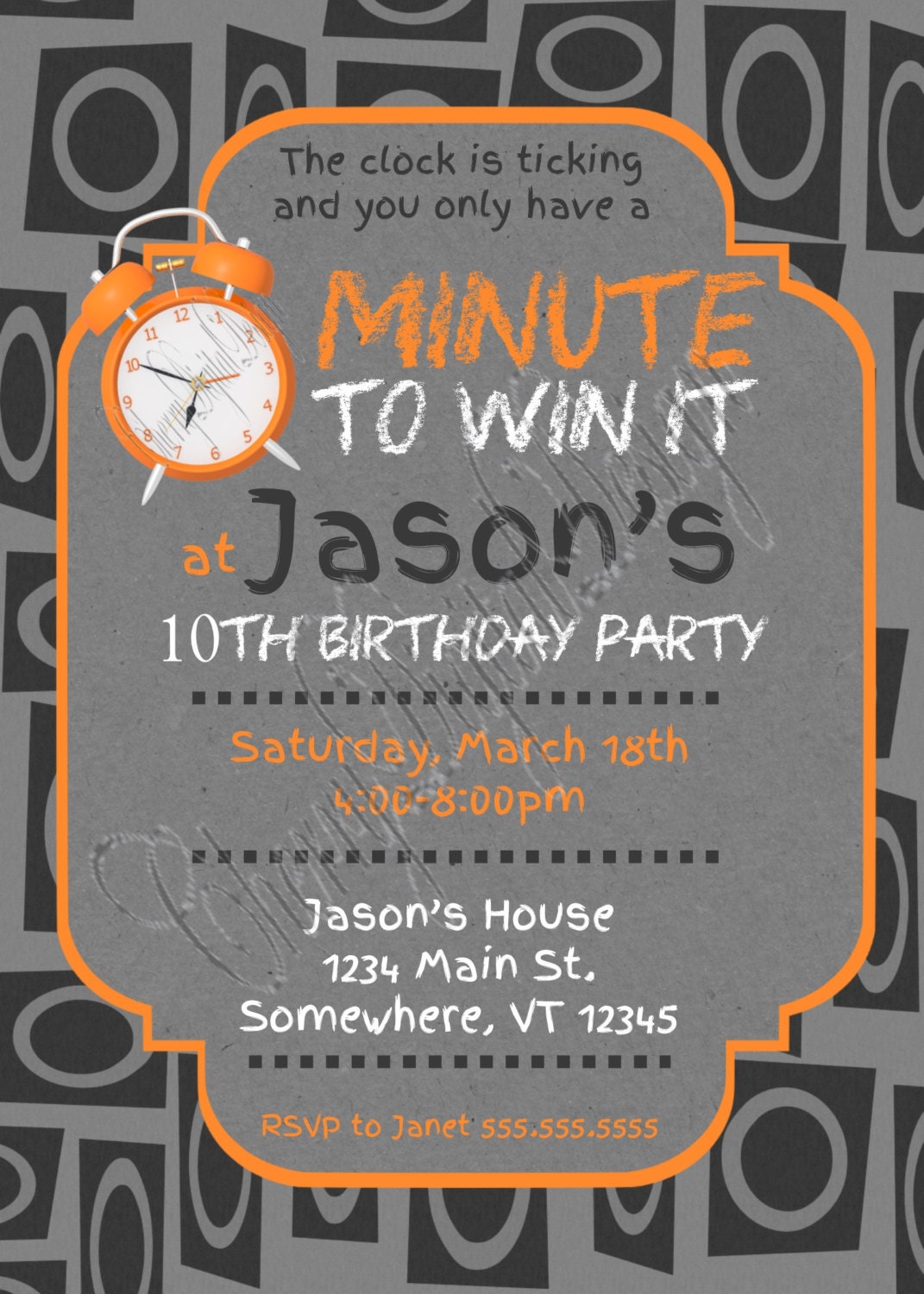 Minute to Win It Printable or Printed Birthday Invitations. | Etsy