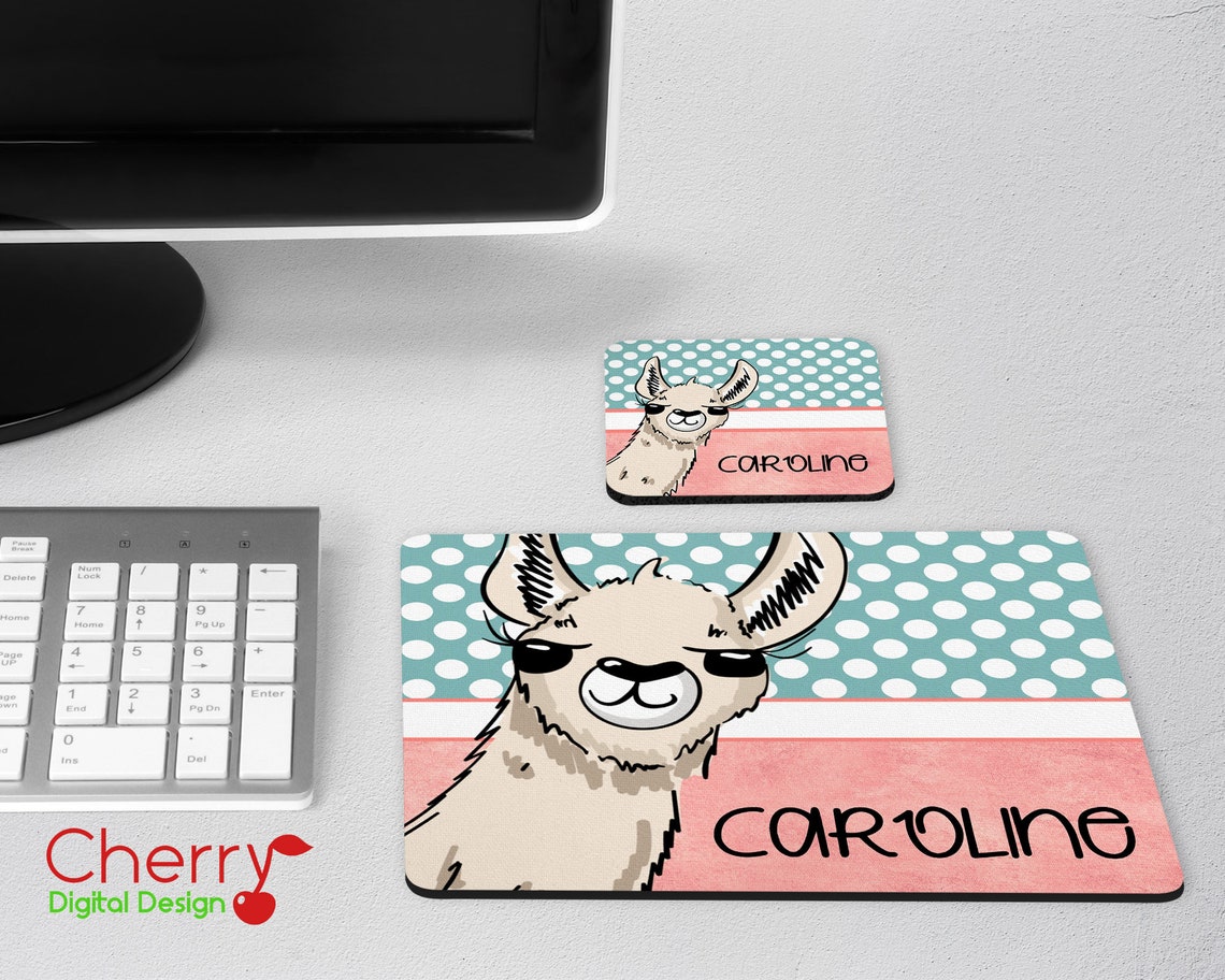 Funny Llama Polka Dot Desk Set 2 Piece Personalized Desk Set With ...