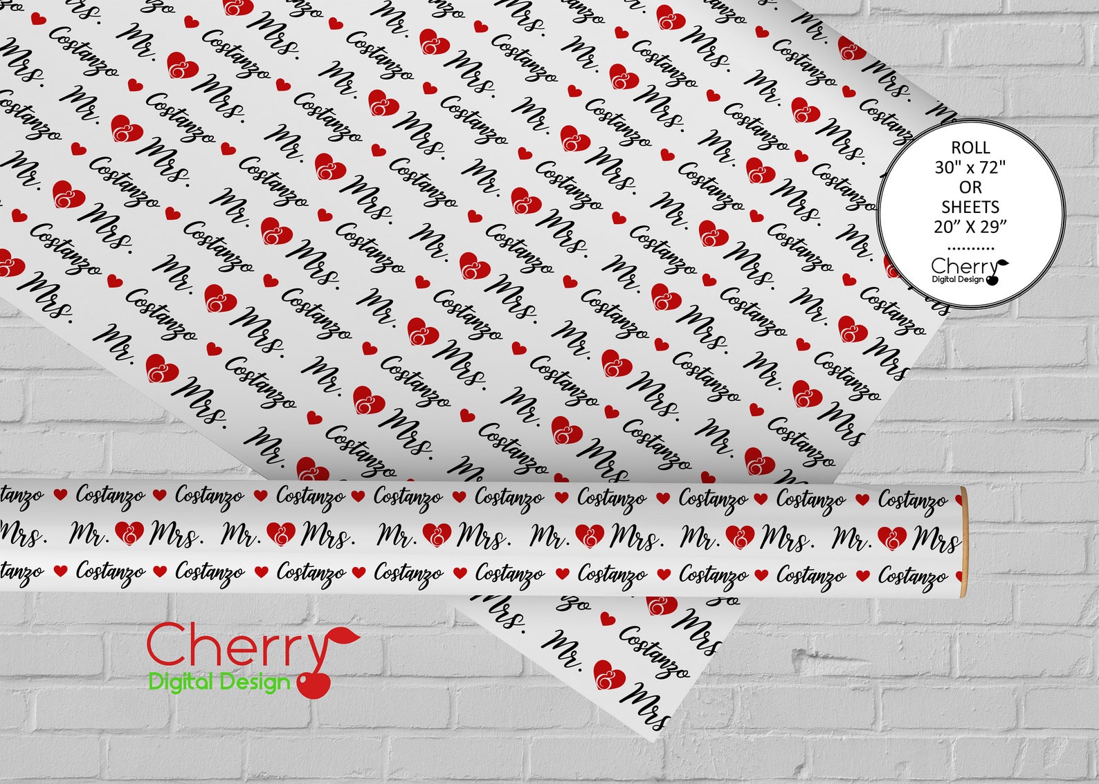 Personalized Wedding Wrapping Paper Sheets or Roll mr & - Etsy