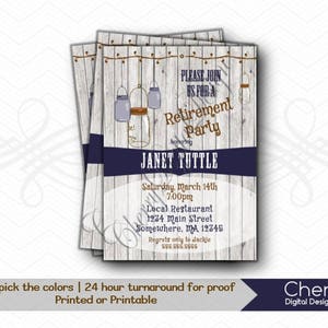 Rustic Mason Jar PRINTABLE or PRINTED Retirement Party Invitations ...