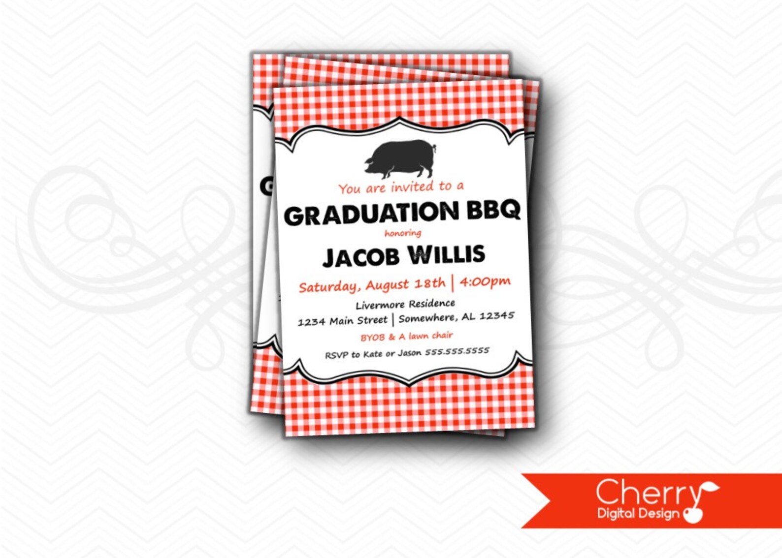 BBQ Graduation Party Invitations PRINTABLE or PRINTED High | Etsy