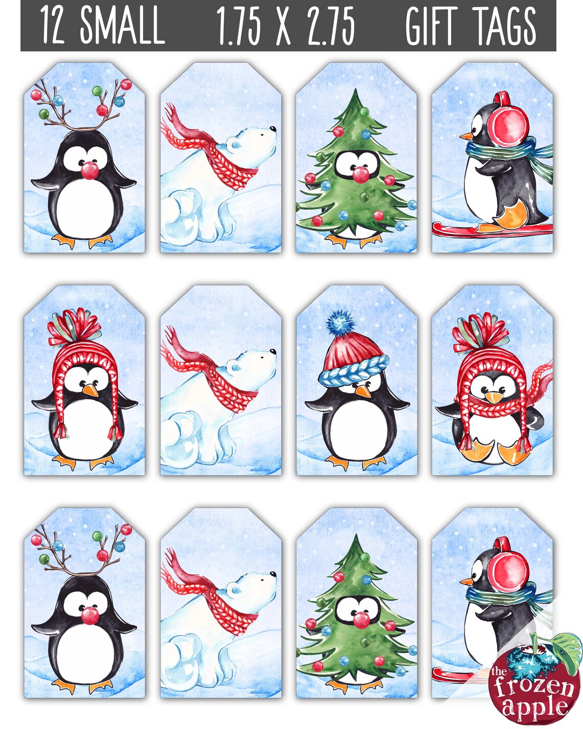 Printable Penguin Holiday Gift Tags Instant Digital Download - Etsy