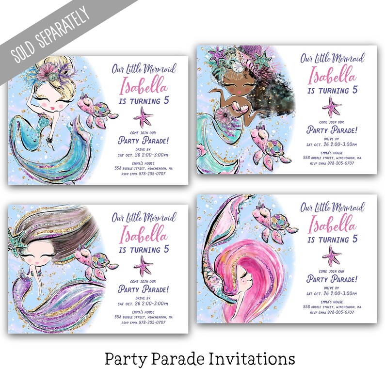 Mermaid Invitation Printable Editable Template for Birthday - Etsy