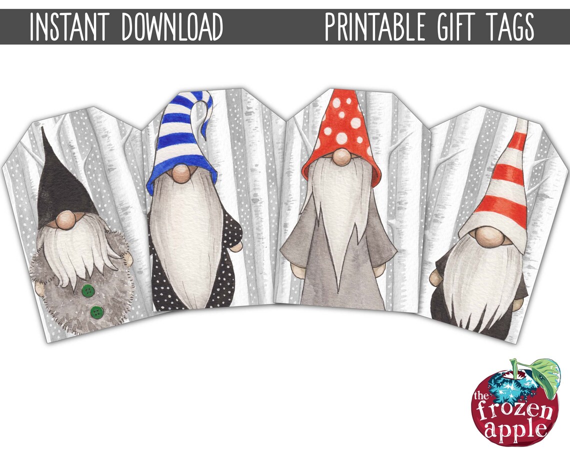 Printable Gnome Gift Tags Instant Digital Download Christmas - Etsy