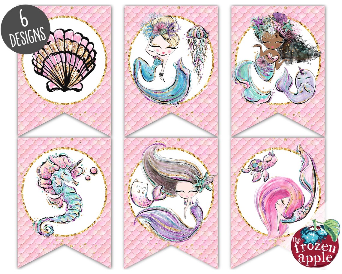 Printable Mermaid Party Banner Instant Digital Download - Etsy
