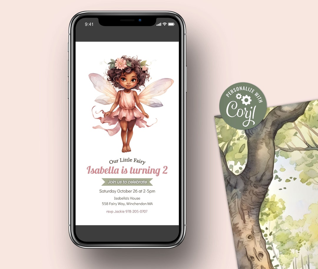 Black Fairy Evite, Mobile Birthday Party Invitation for Girls, Editable Digital Template - Etsy