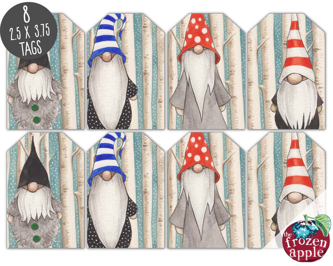 Printable Gnome Gift Tags Instant Digital Download Christmas - Etsy