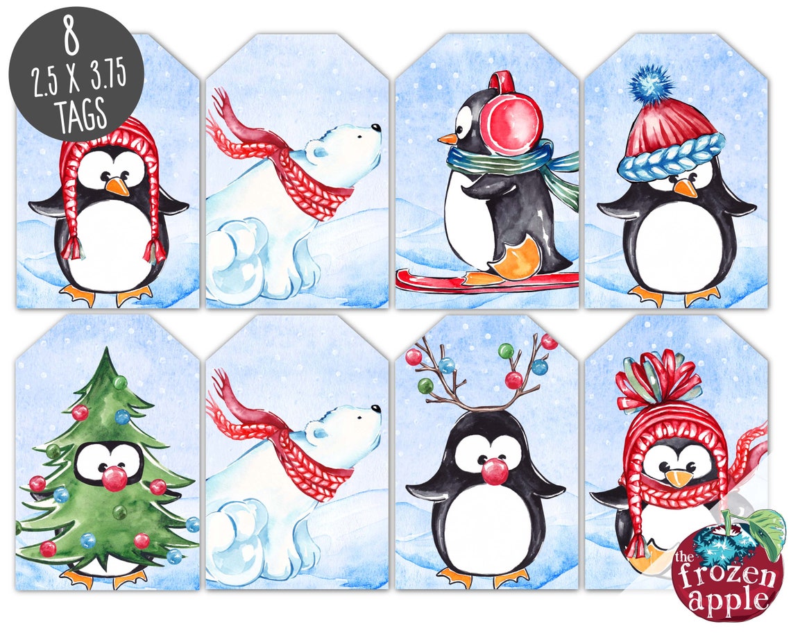 Printable Penguin Holiday Gift Tags Instant Digital Download - Etsy
