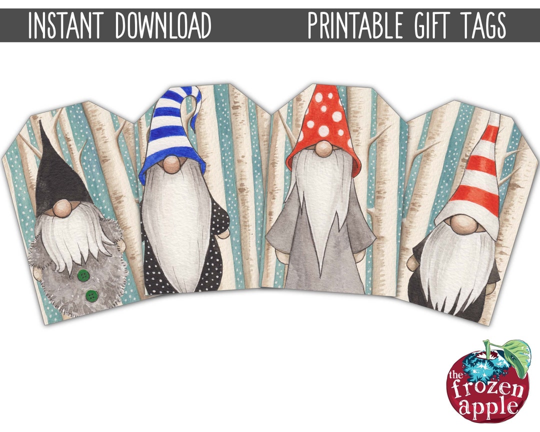 Printable Gnome Gift Tags, Instant Digital Download, Christmas Party ...