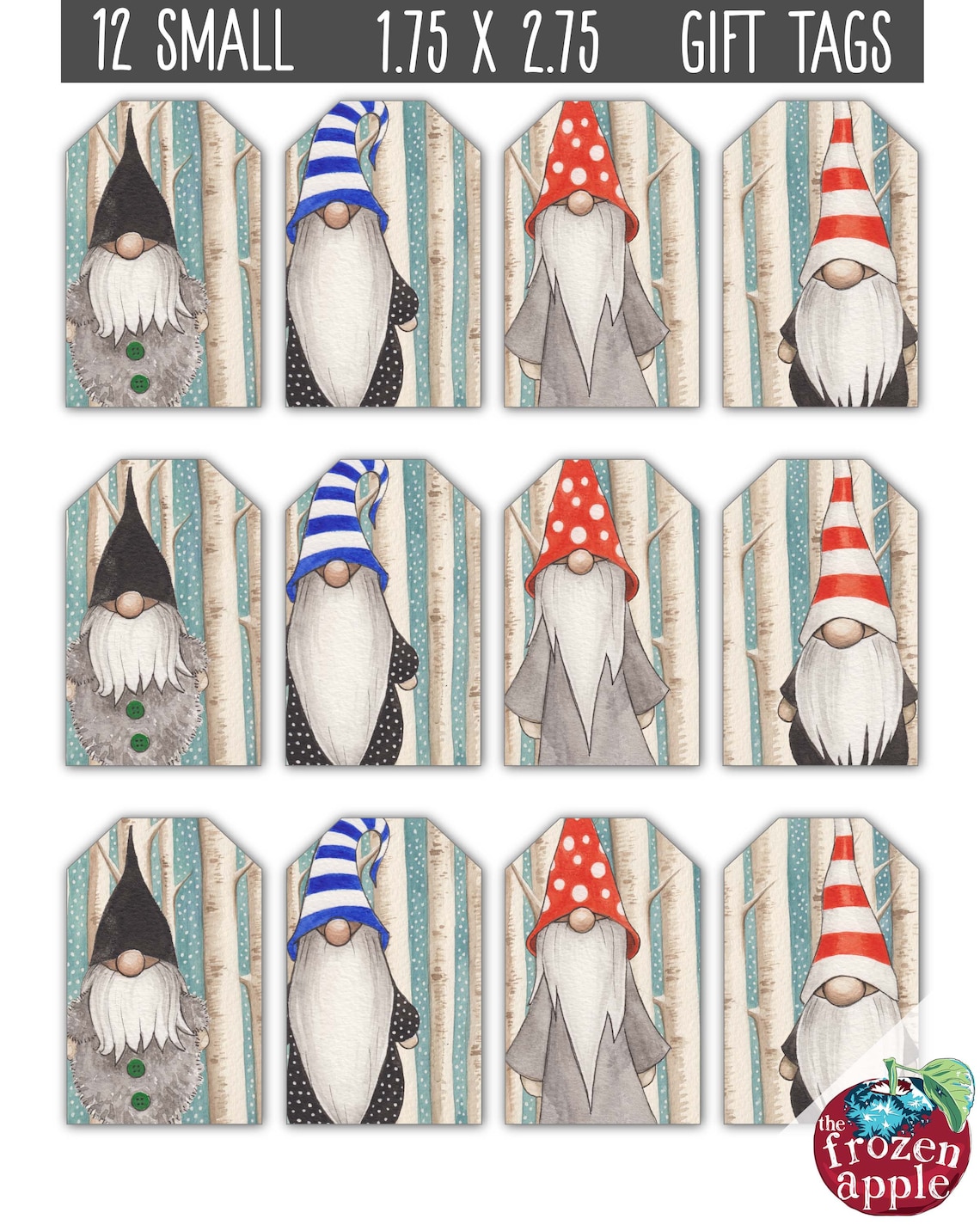 Printable Gnome Gift Tags Instant Digital Download Christmas - Etsy