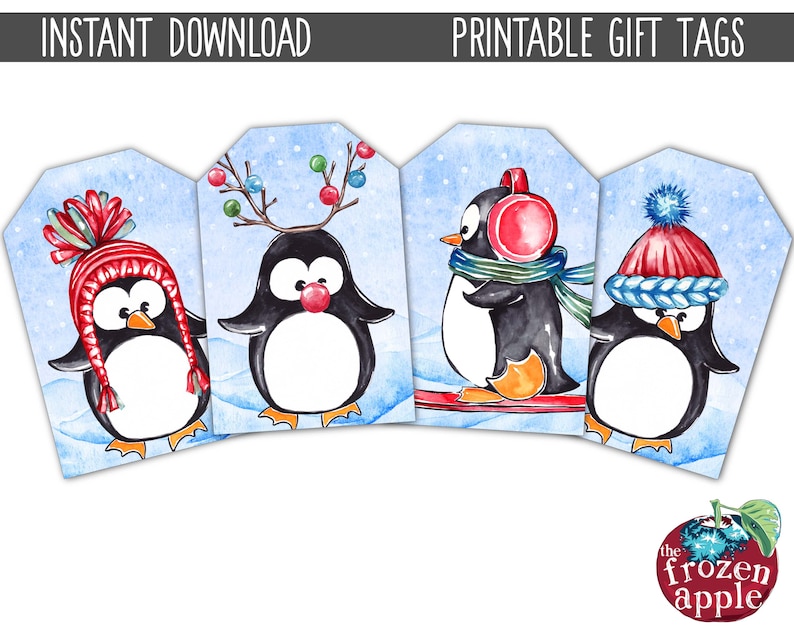 Printable Penguin Holiday Gift Tags Instant Digital Download - Etsy