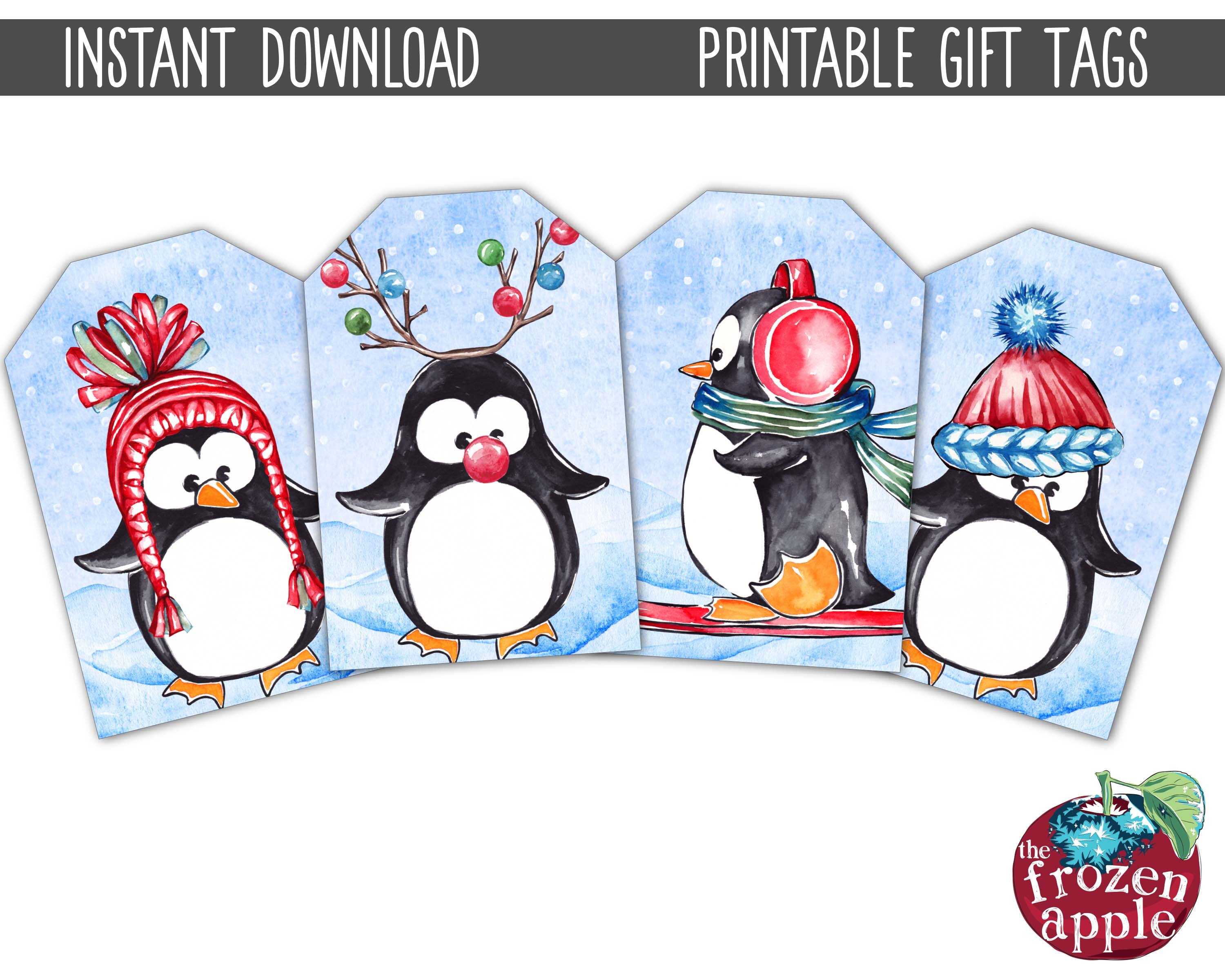 Printable Penguin Holiday Gift Tags Instant Digital Download - Etsy