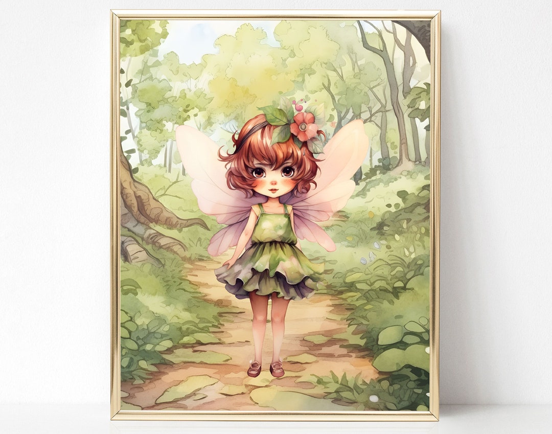 Fairy Art Print, Digital Printable Watercolor for Nursery, Girls Room ...