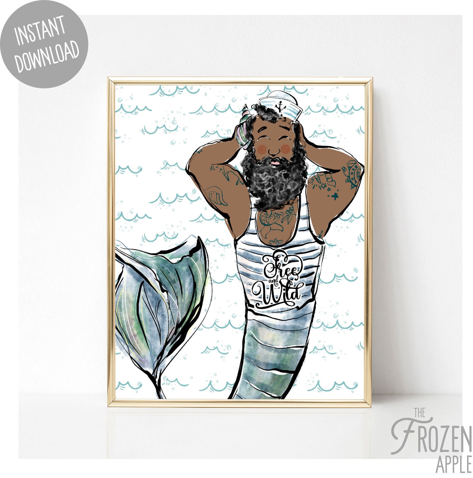 8x10 Printable Pirate Merman Wall Art Instant Digital - Etsy