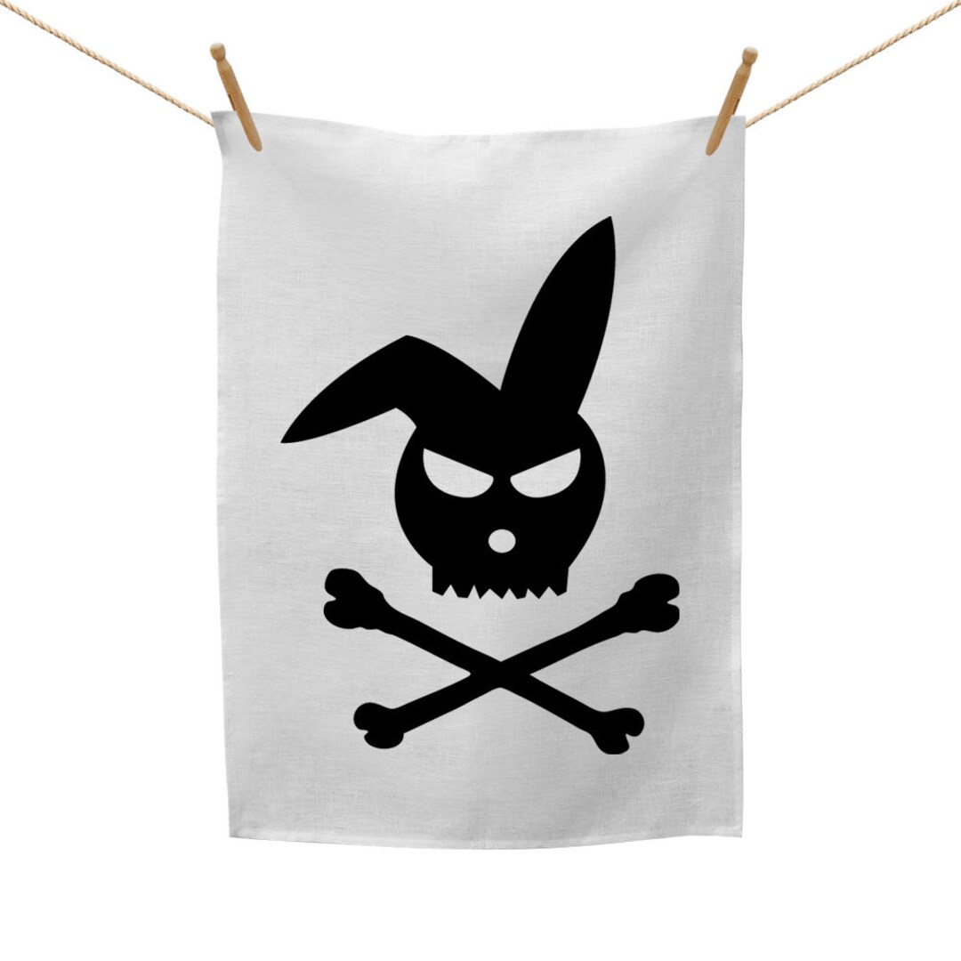 Rabbit Skull Crossbones Tea Towel - Etsy