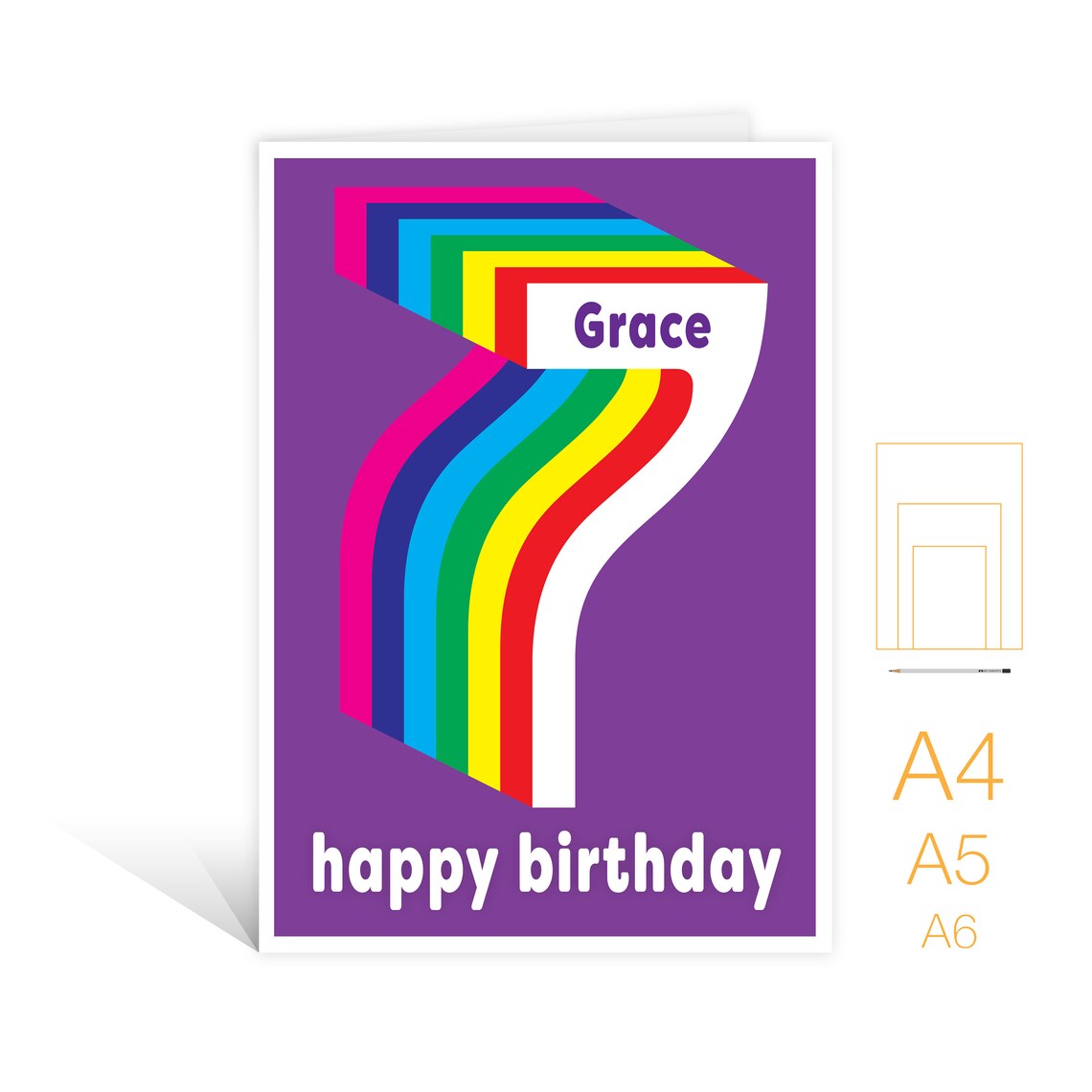 Personalised 7th Birthday Card for Boy for Girl Edit Name - Etsy