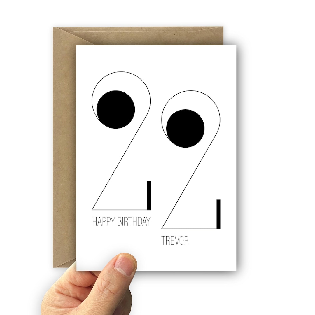 Minimalist 22nd Birthday Card for Him for Her Unique Personalised Name ...