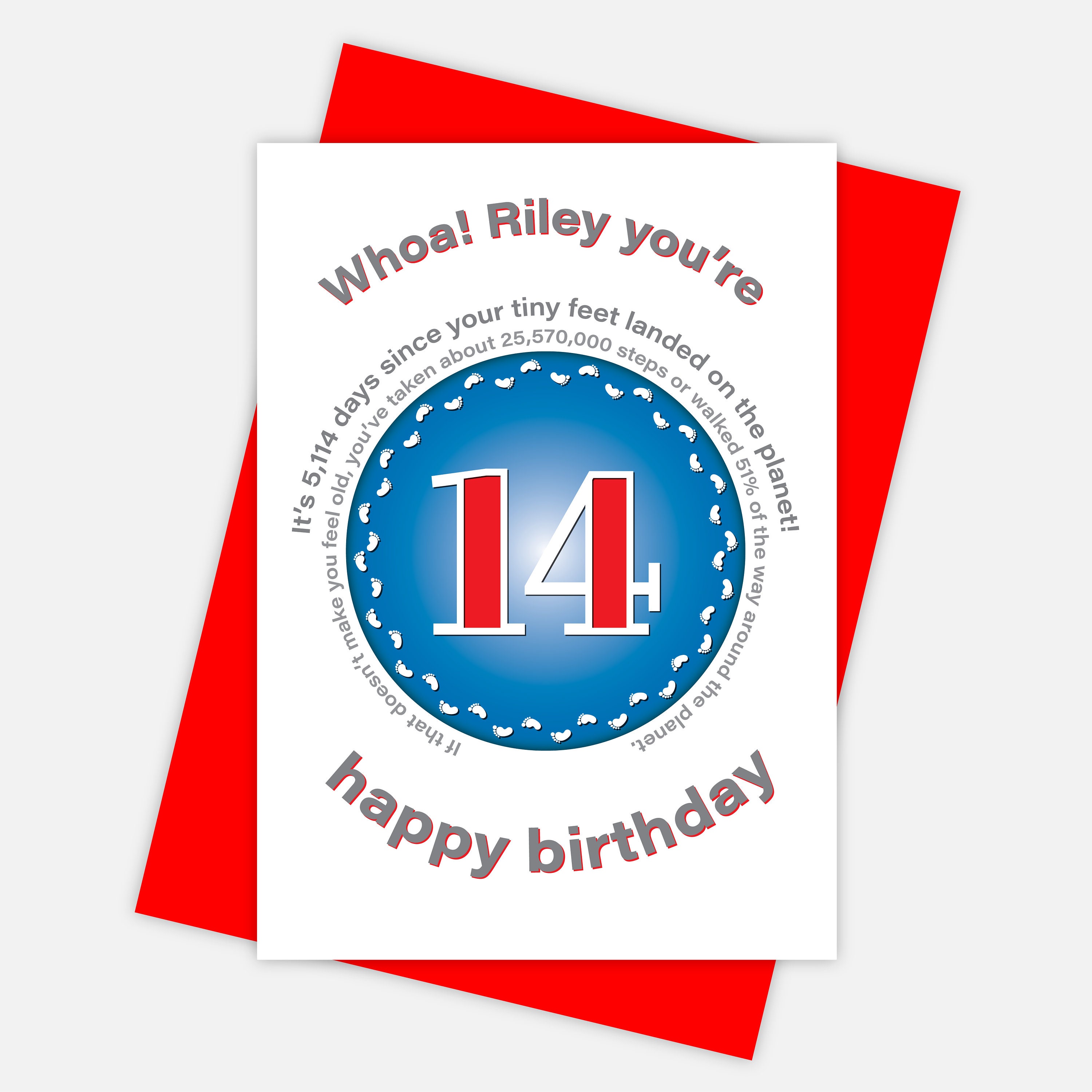 Funny 14th Birthday Card for boy for girl unique edit name 14 | Etsy