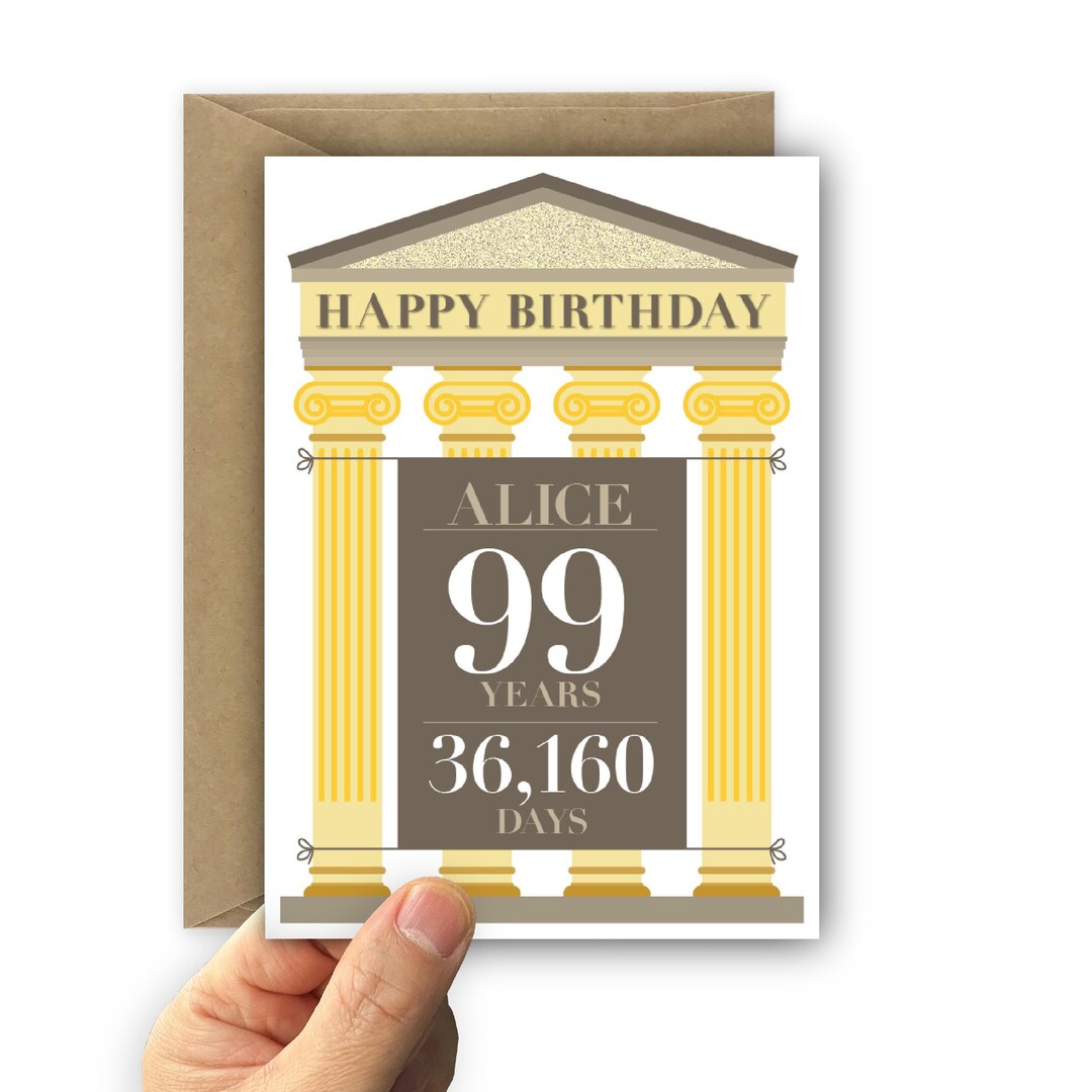 Funny Personalised 99th Birthday Card for Him or Her Years / Days Large ...