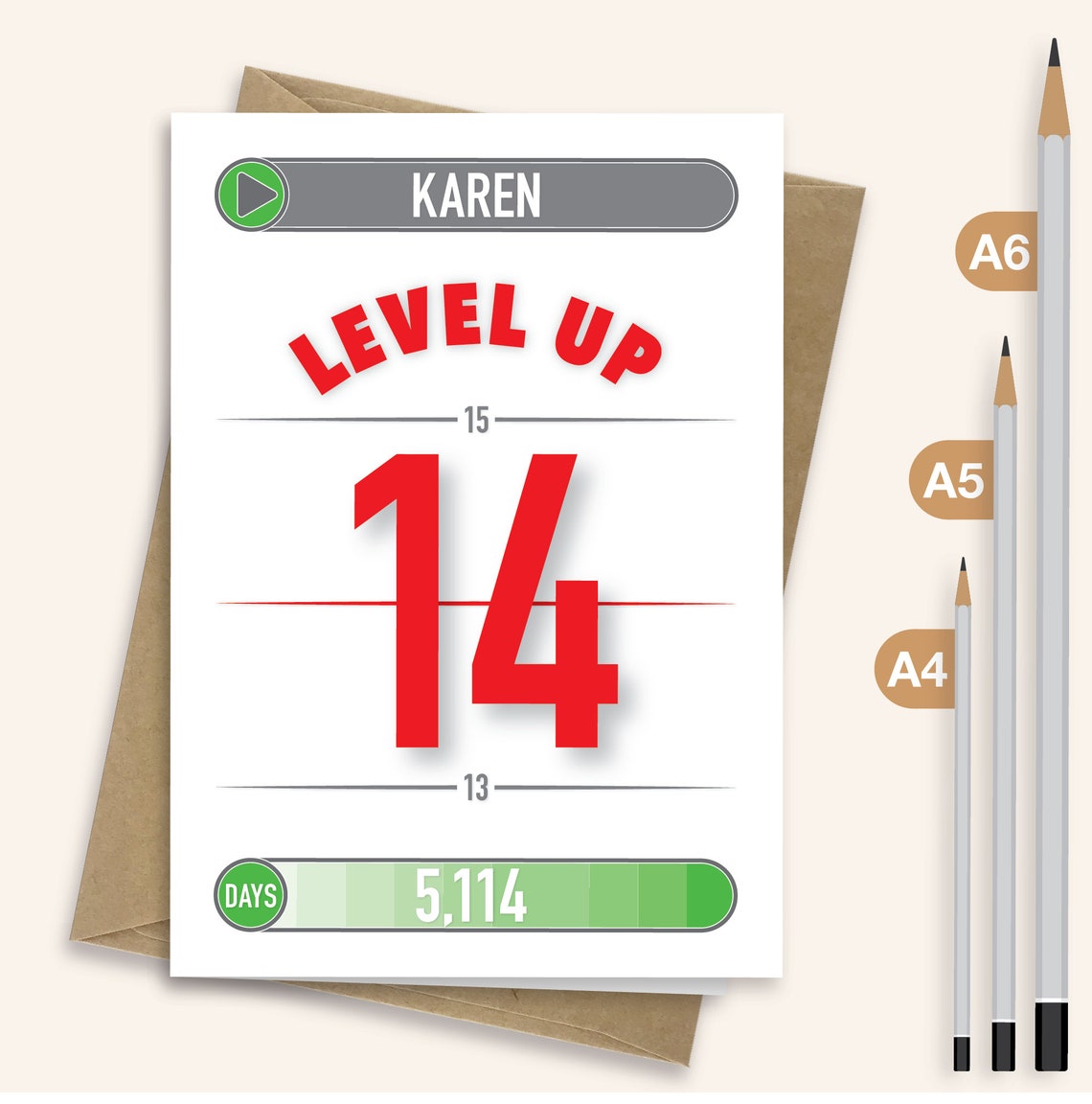 Personalised 14th Birthday Card for Boy or Girl Level Up | Etsy