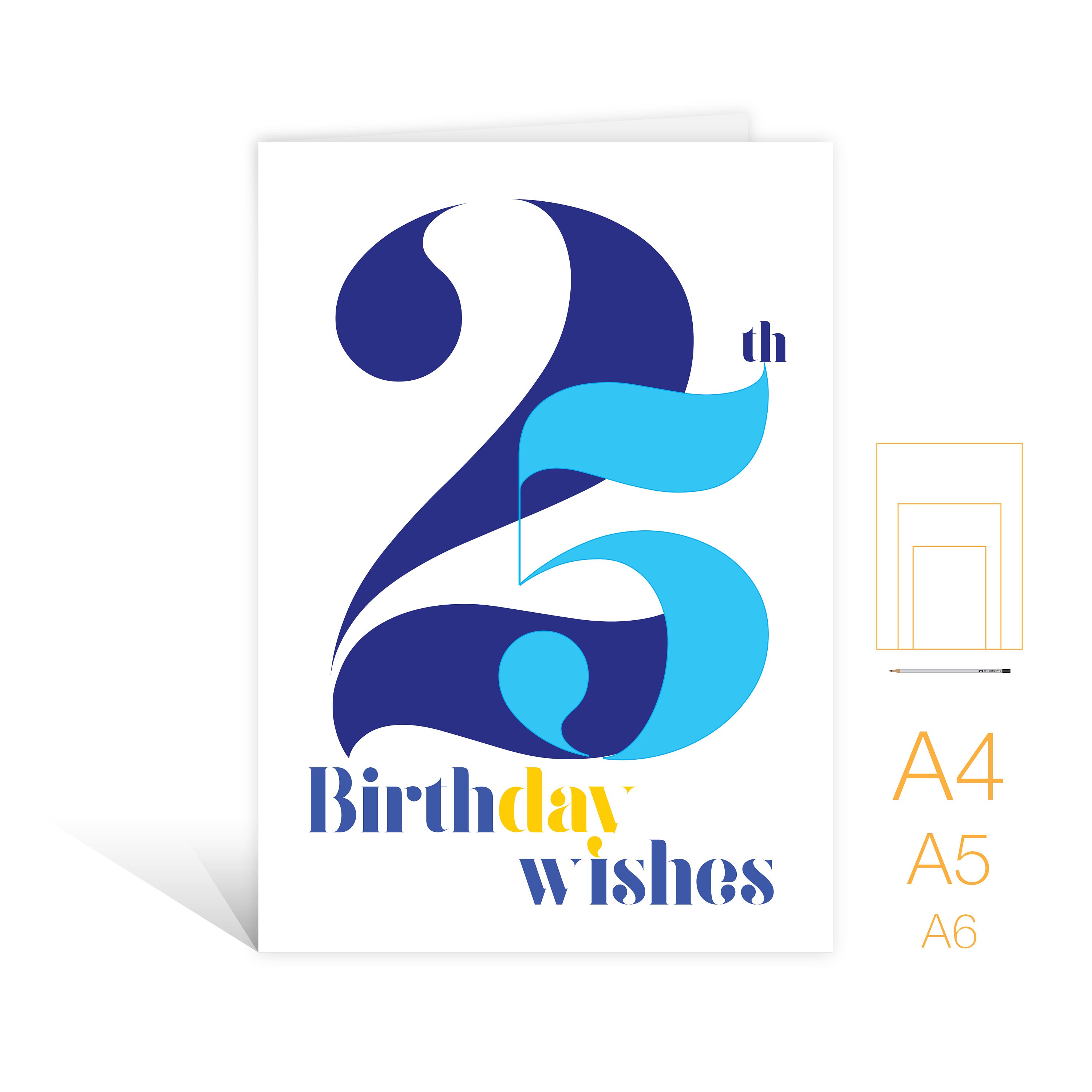 25th Birthday Wishes Card for Him Man Male 25 Birthday Card - Etsy