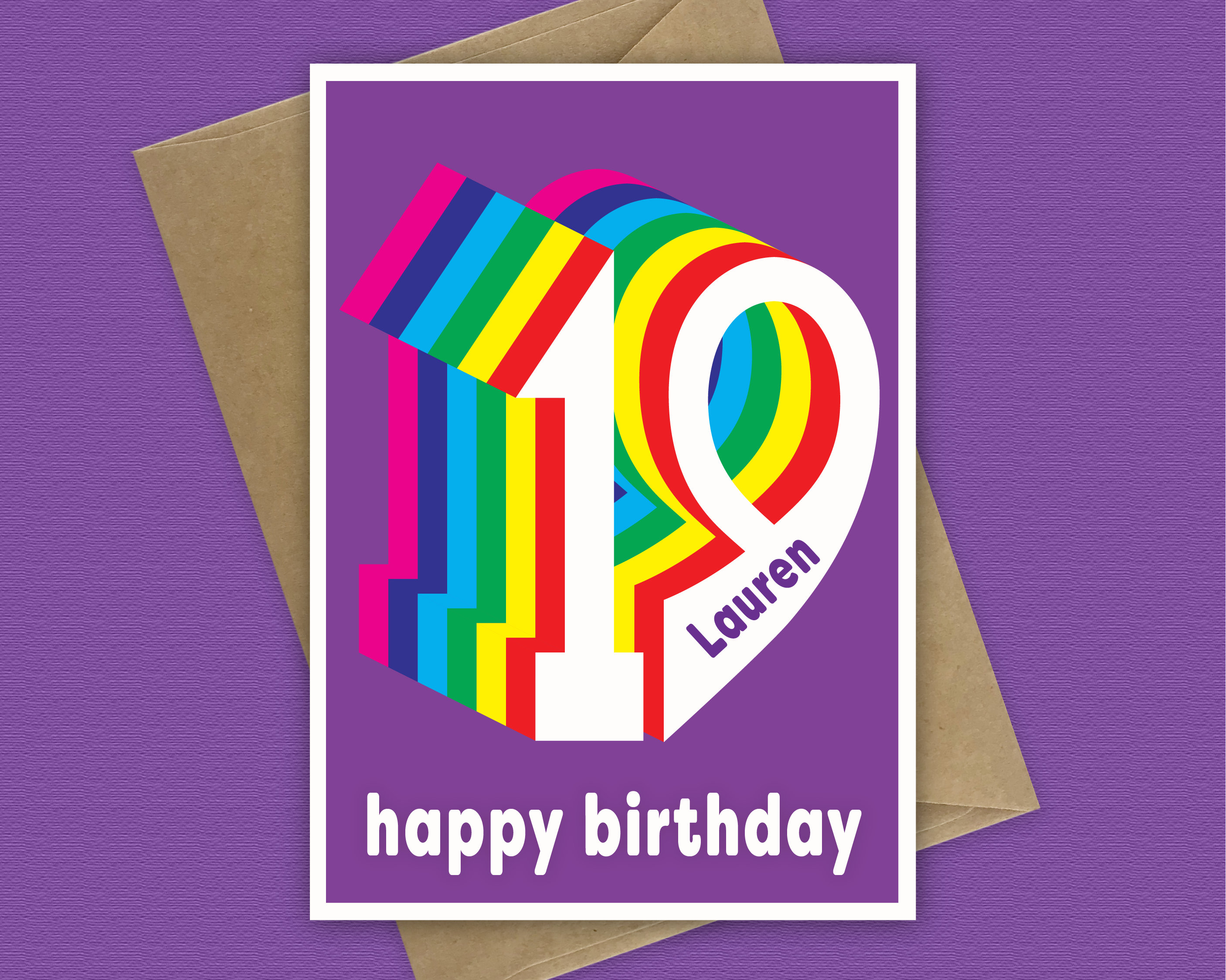 Personalised 19th Happy Birthday Card for Boy for Girl Rainbow 19 ...