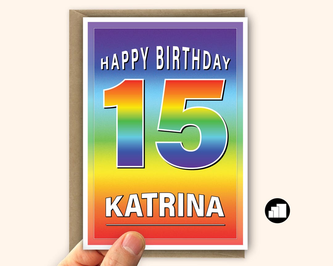 Personalised Rainbow 15th Birthday Card for Teens - Customisable ...