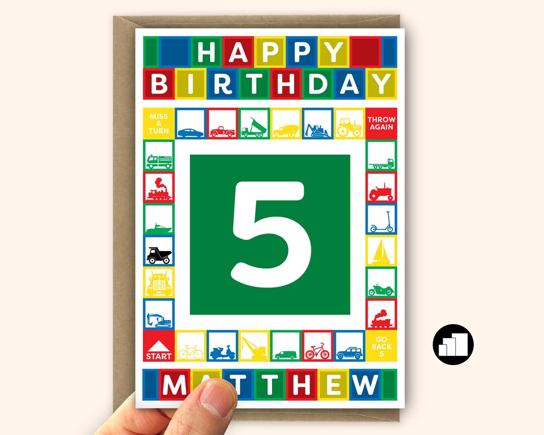Construction Birthday Card for Boy ANY AGE 4th 5th 6th Birthday Card ...