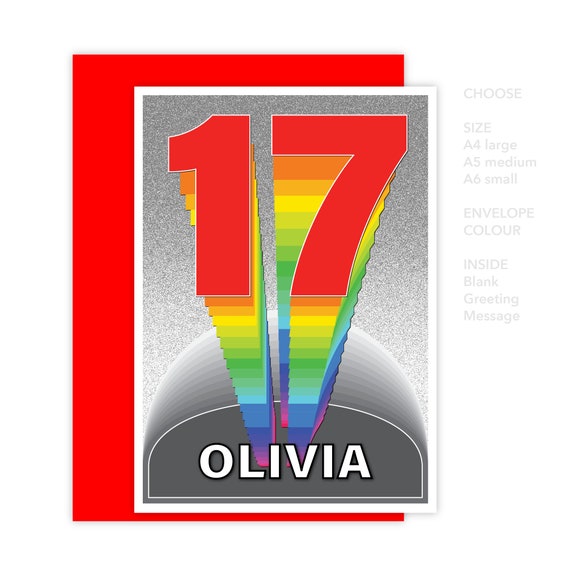 Personalised 17th birthday card for boy for girl edit name 17 | Etsy