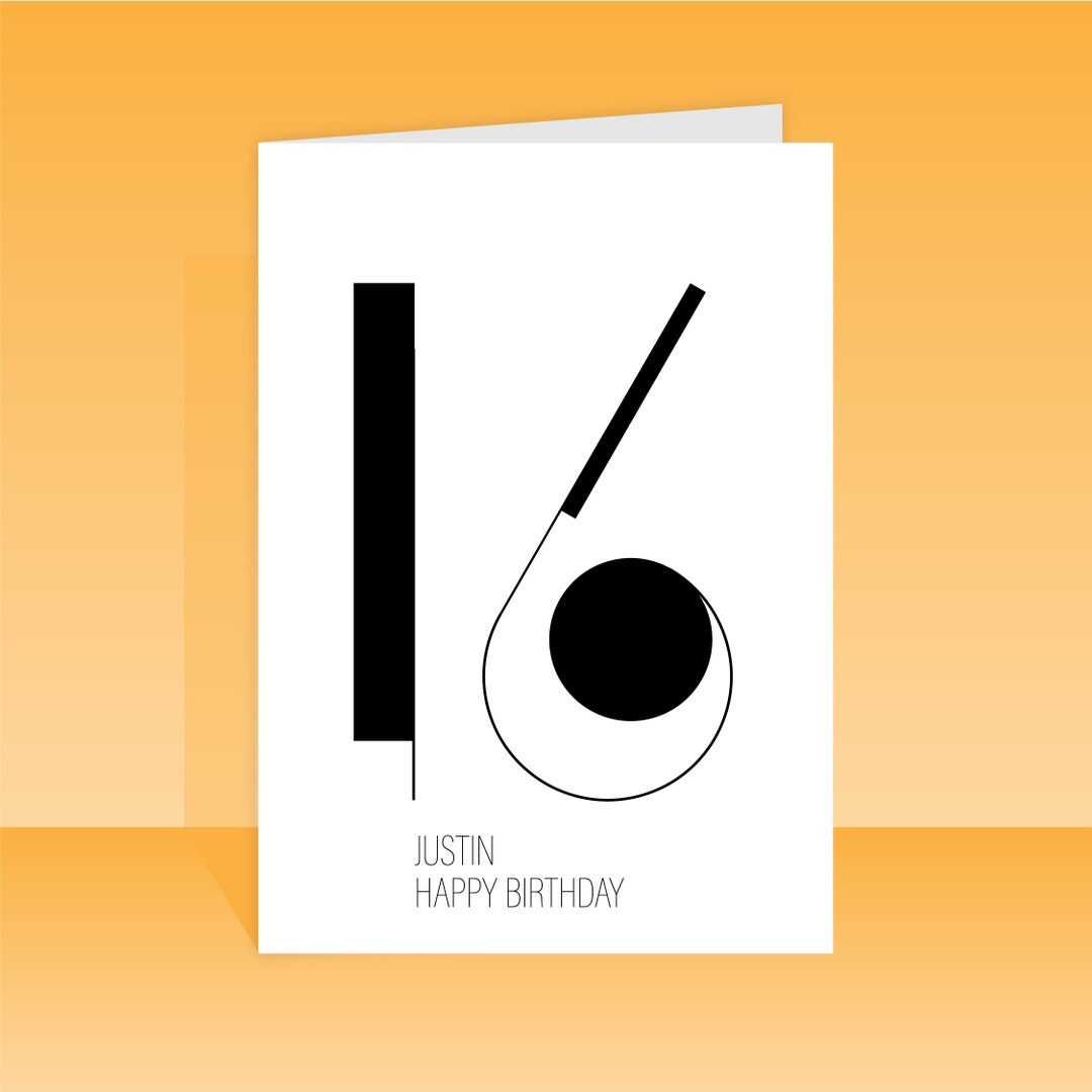 Personalised 16th Birthday Card for Son Daughter Minimalist Card for ...