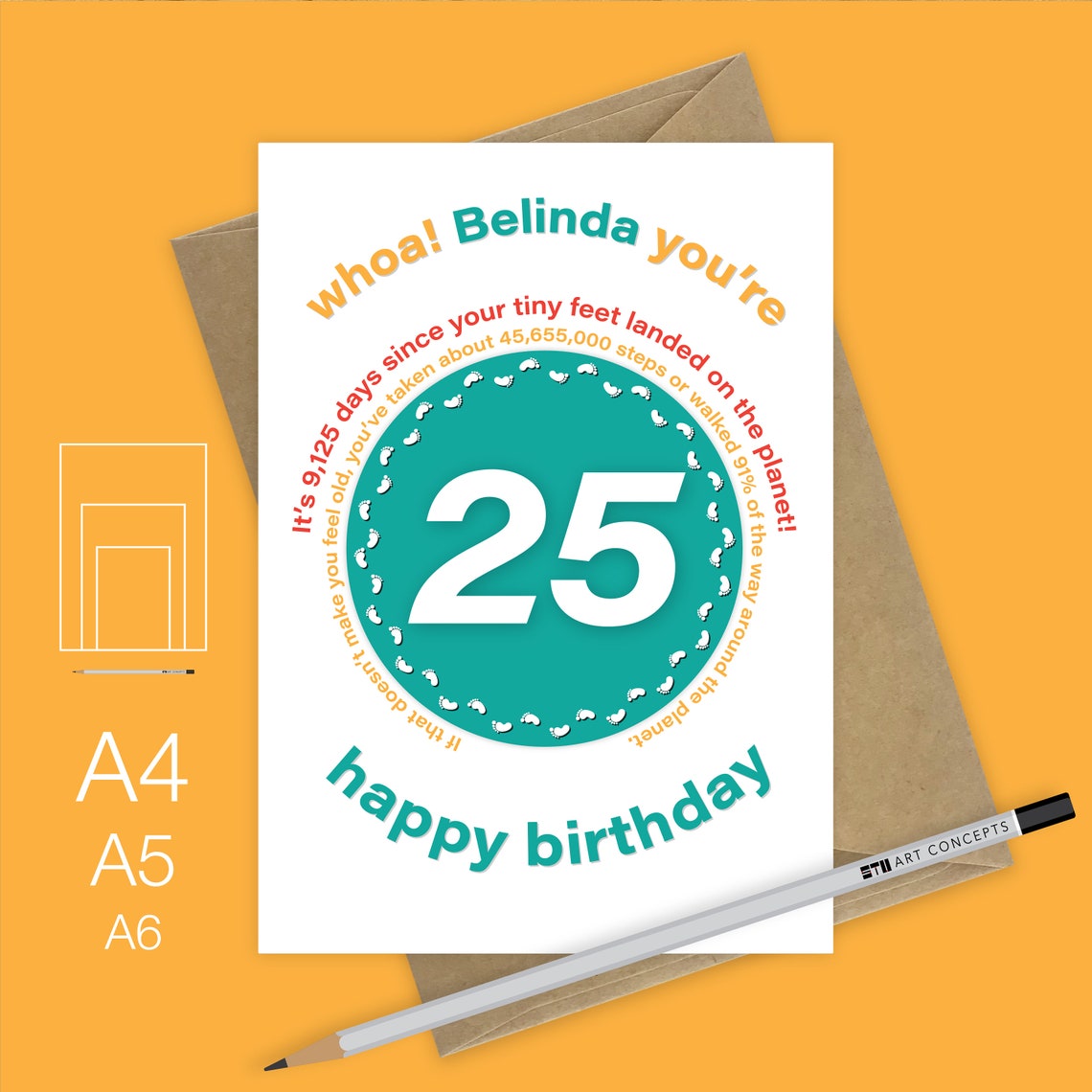 Funny 25th Birthday Card for Him or Her Unique Name 25 Birthday Wishes ...