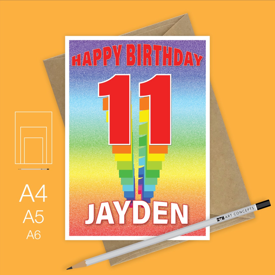 Personalised 11th Birthday Card for Boy or Girl Rainbow for Son ...