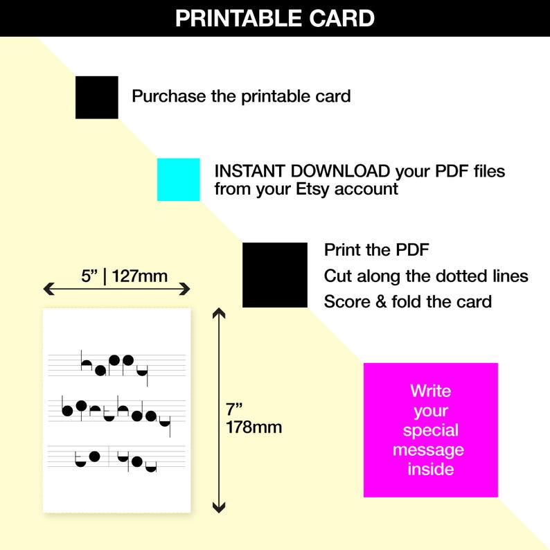 Printable Birthday Card, Happy Birthday to You, Music Notes. Digital ...
