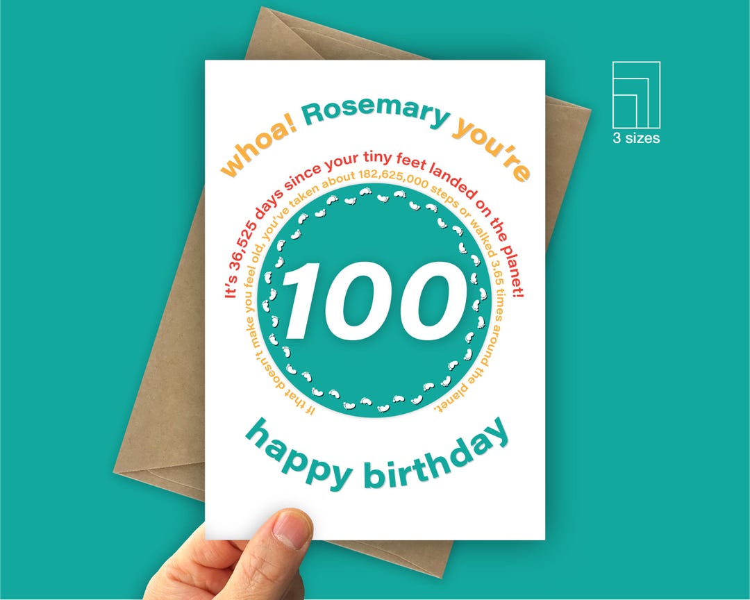 Personalised 100th Birthday Card for Her or Him Funny Statistics Large ...