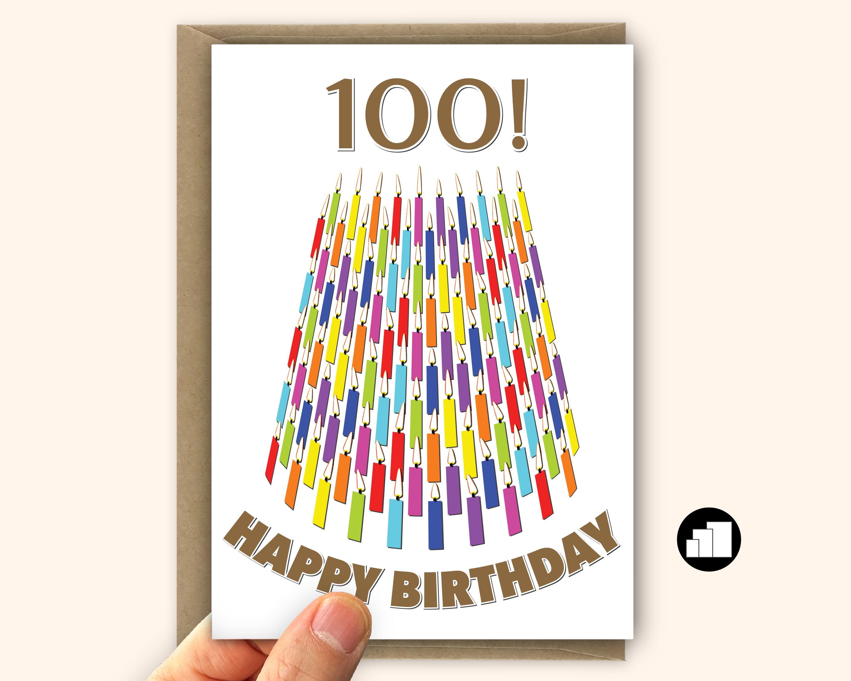 100th Birthday Card for Him for Her Unique Large 100 Birthday Card for ...