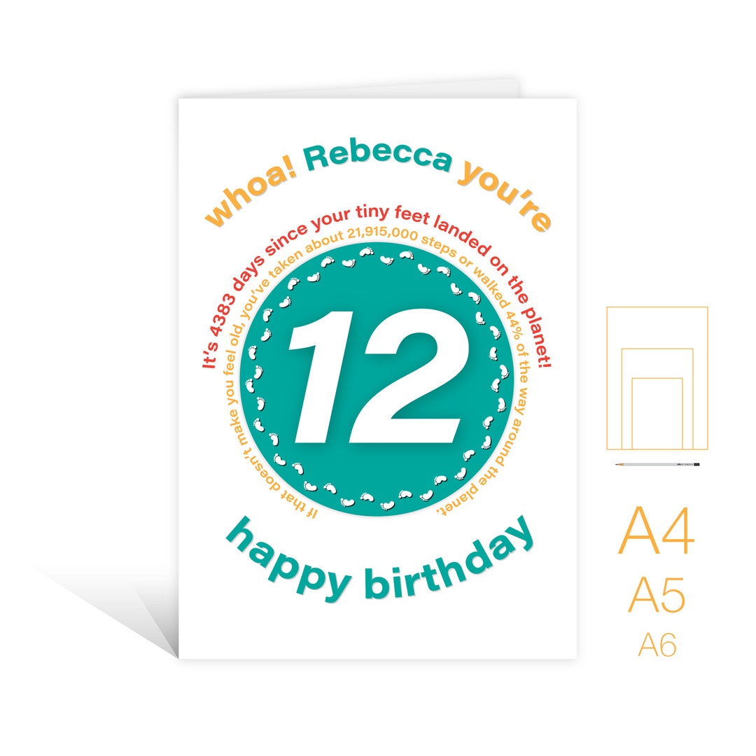 Funny 12th Birthday Card for Boy for Girl Unique Personalised - Etsy