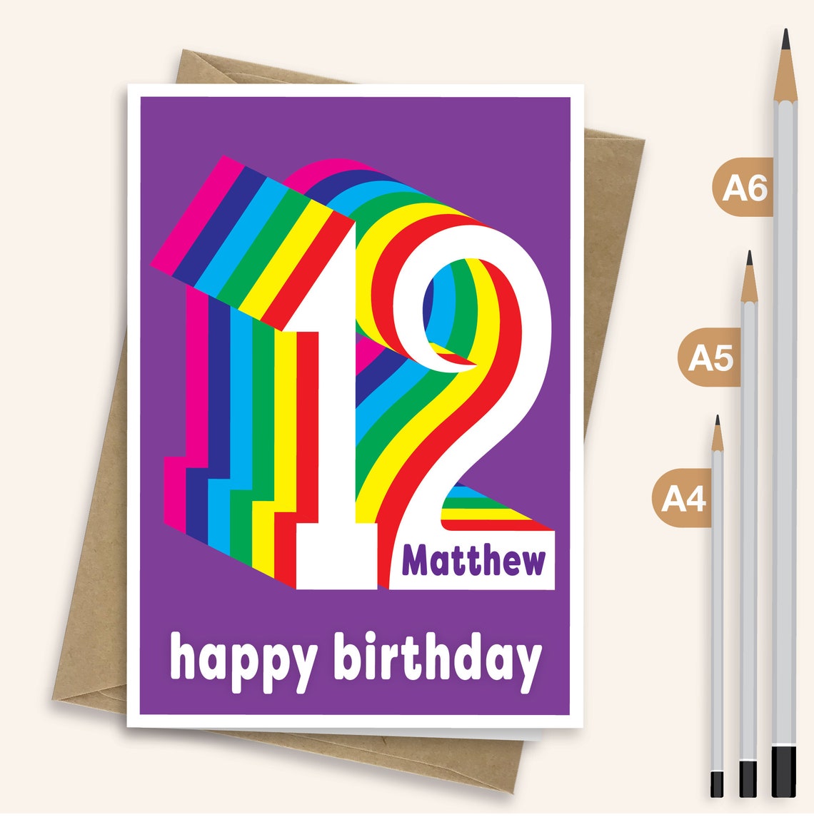 Personalised 12th Birthday Card for Boy for Girl Large 12 - Etsy