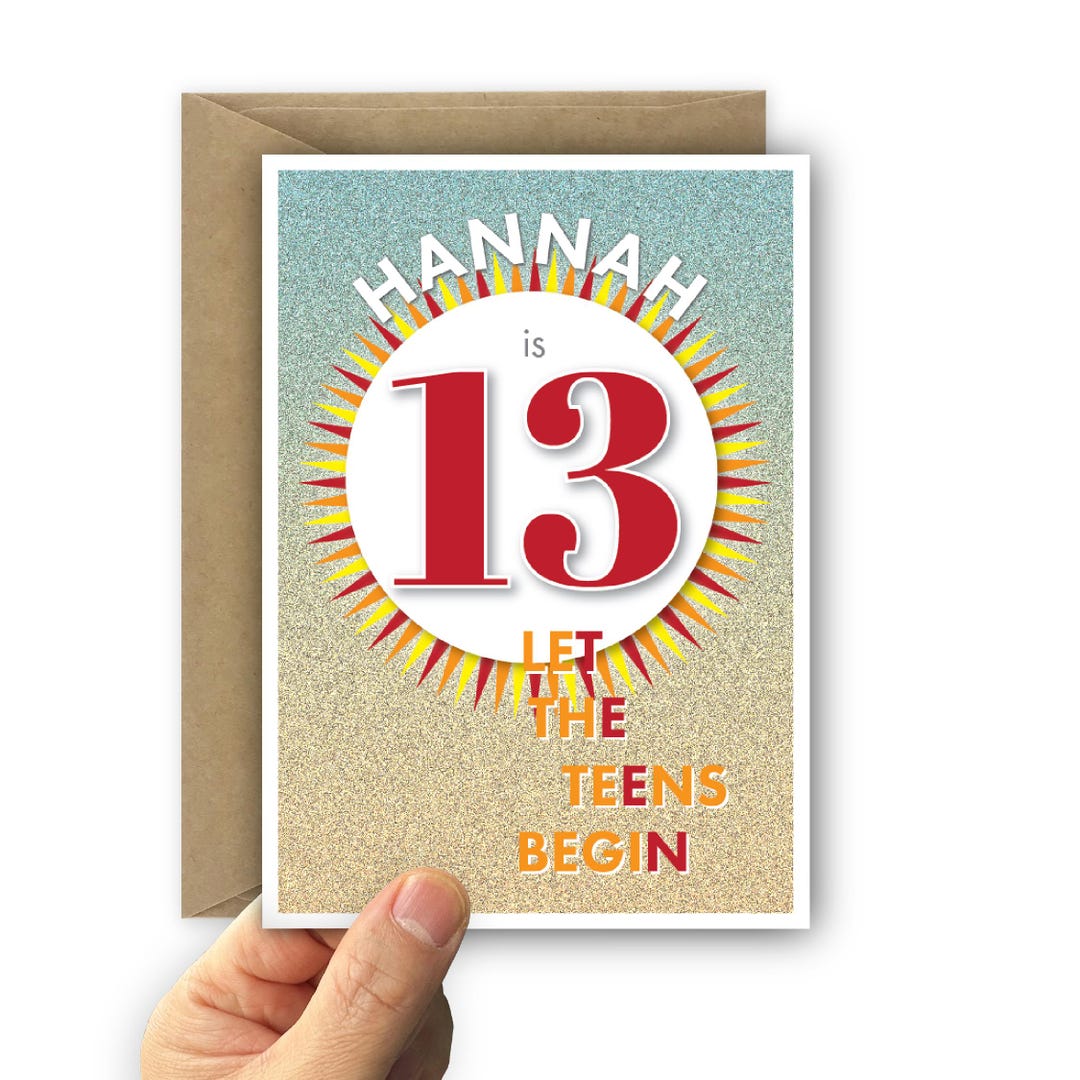 Custom 13th Birthday Card for Teen With Editable Name and Unique Design ...