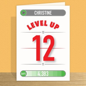 LEVEL UP Funny 12th Birthday Card for Boy or Girl Personalised 12th ...