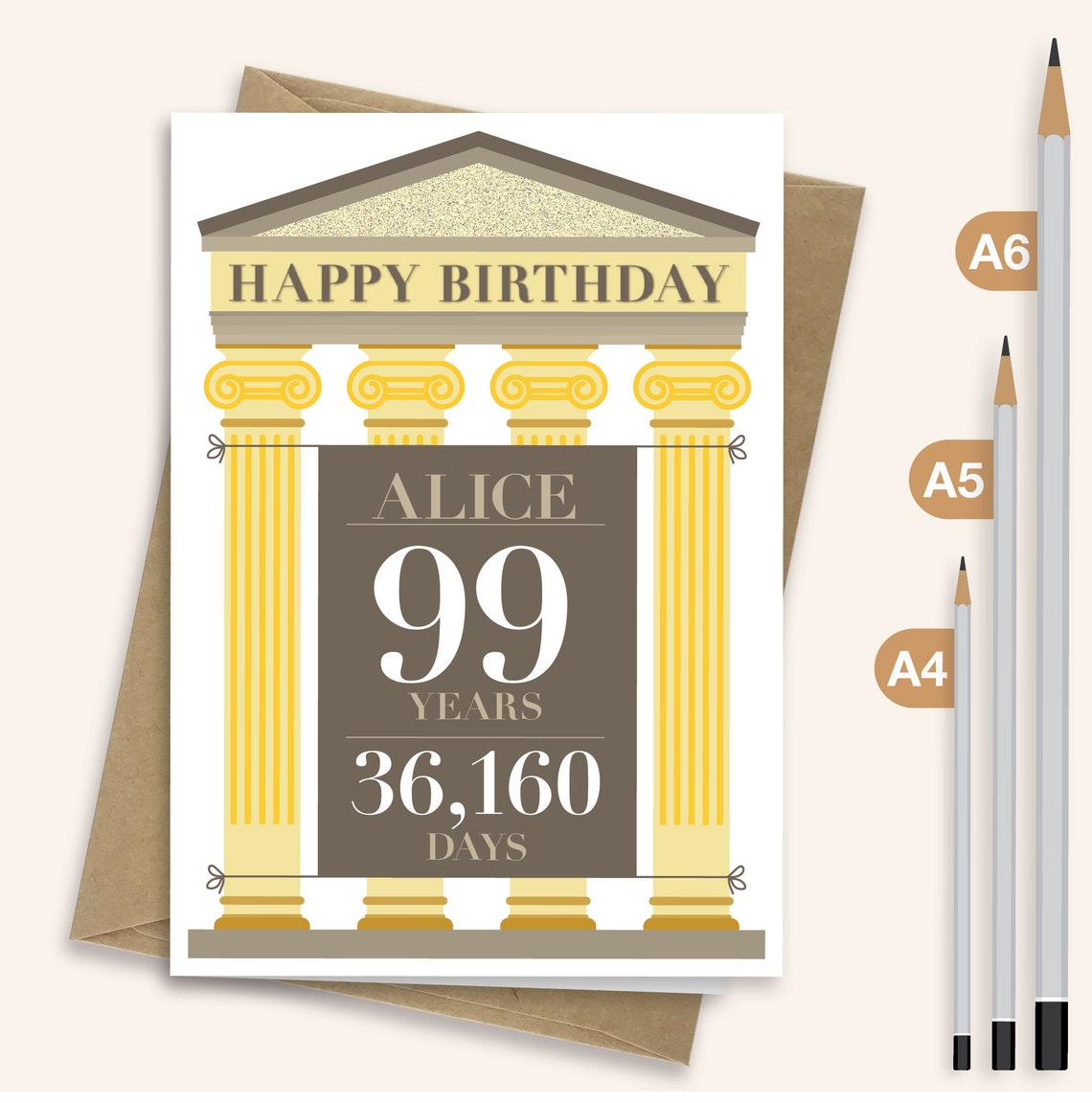 Funny Personalised 99th Birthday Card for Him or Her Years / Days Large ...