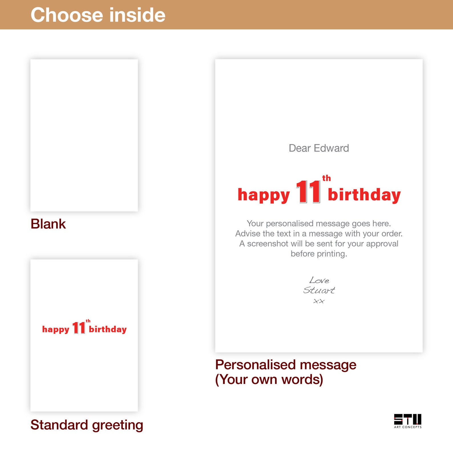 Personalised 11th Birthday Card for Boy for Girl Edit Name 11 | Etsy