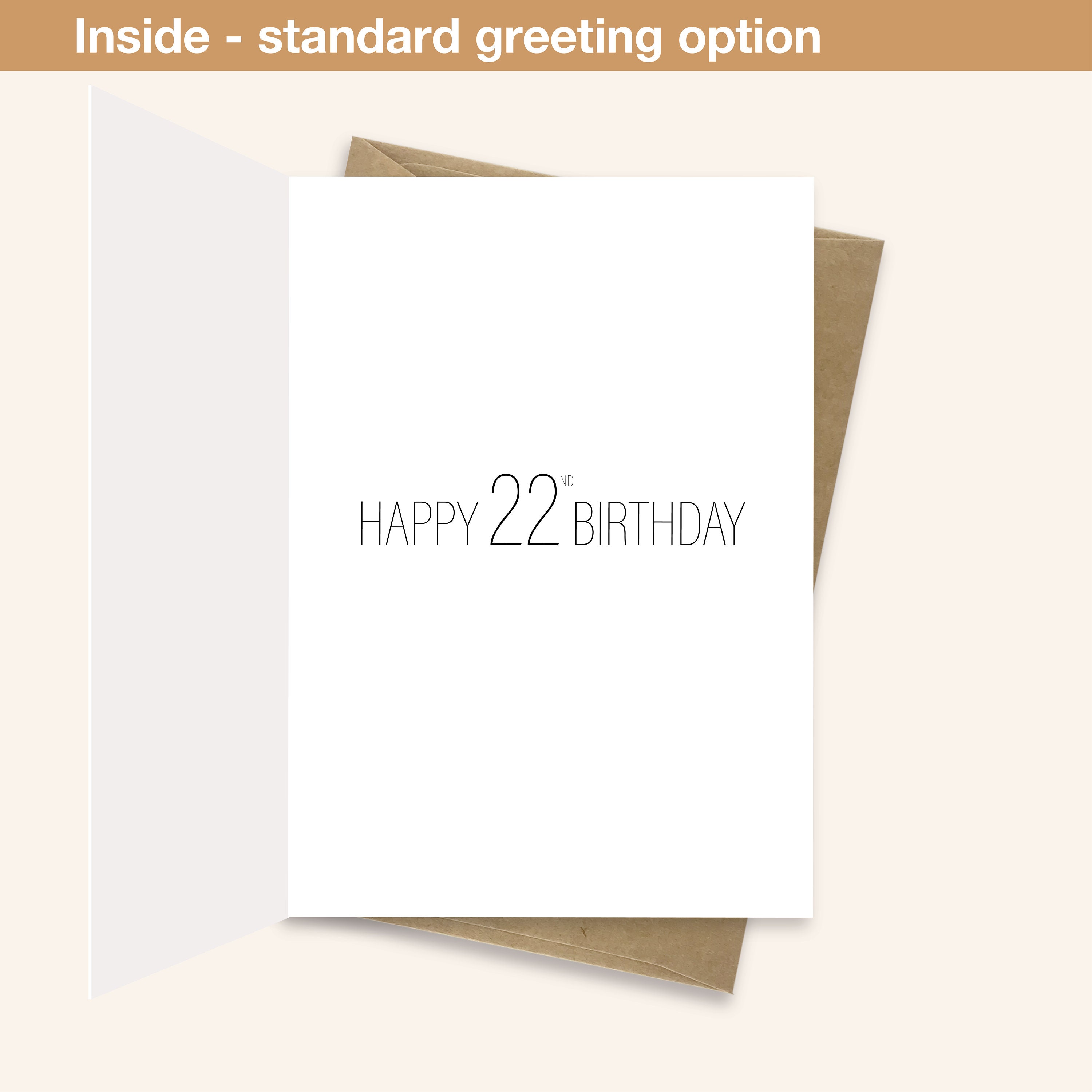 Minimalist 22nd Birthday Card for Him for Her Unique Personalised Name ...