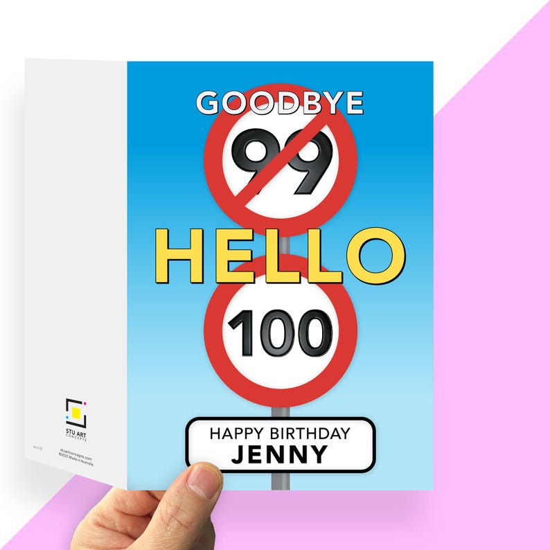 Printable Funny 100th Birthday Card, Speed Sign With Name, Digital File ...