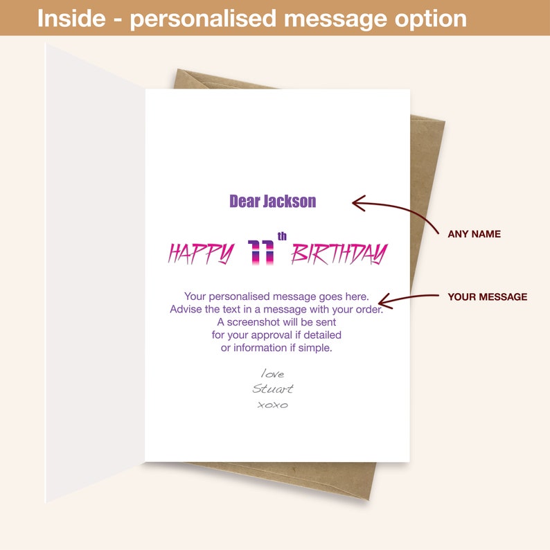 Personalised 11th Birthday Card for Boy Son Brother Friend - Etsy