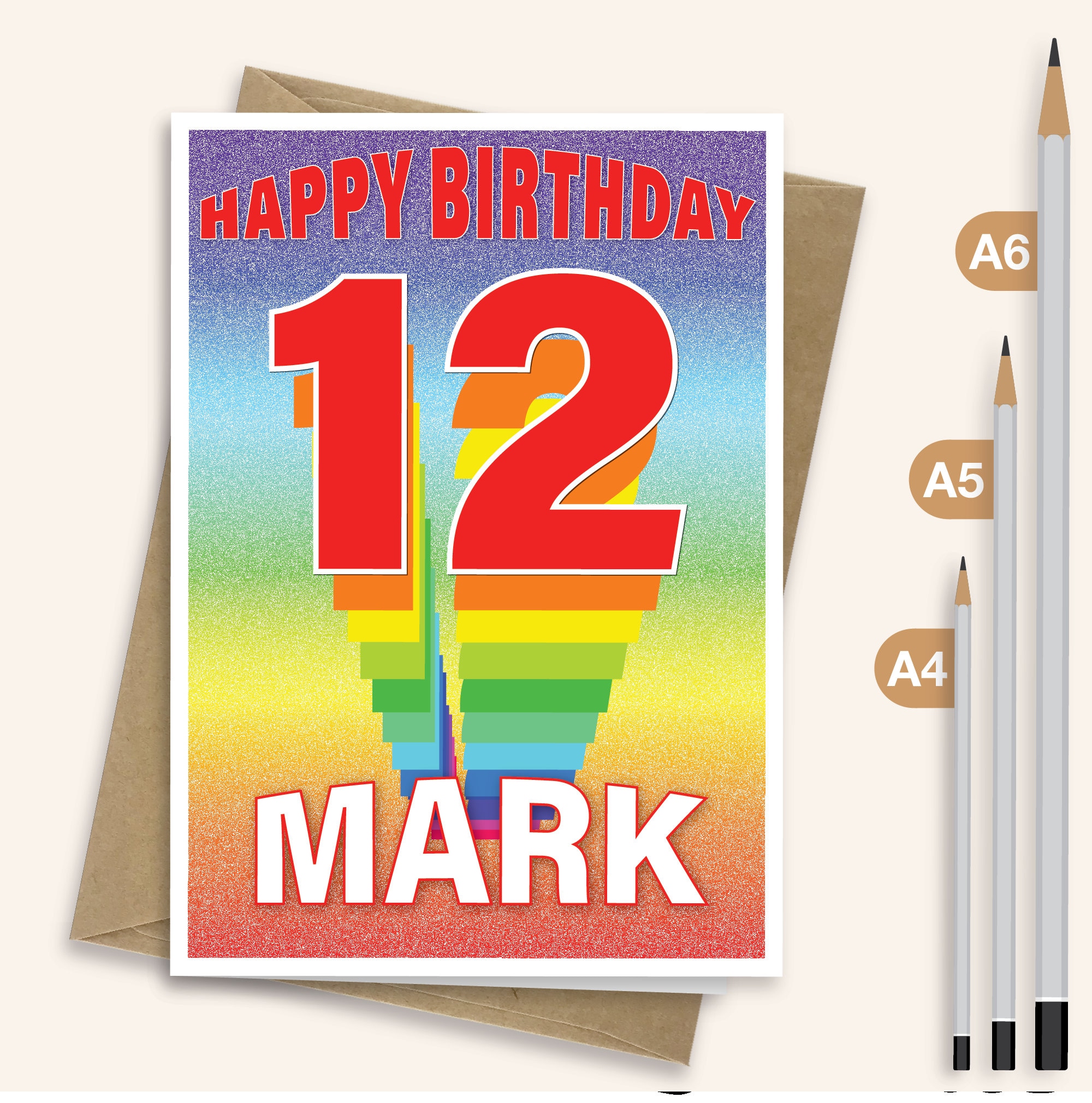 Personalised 12th Birthday Card for Boy or Girl Name 12 - Etsy