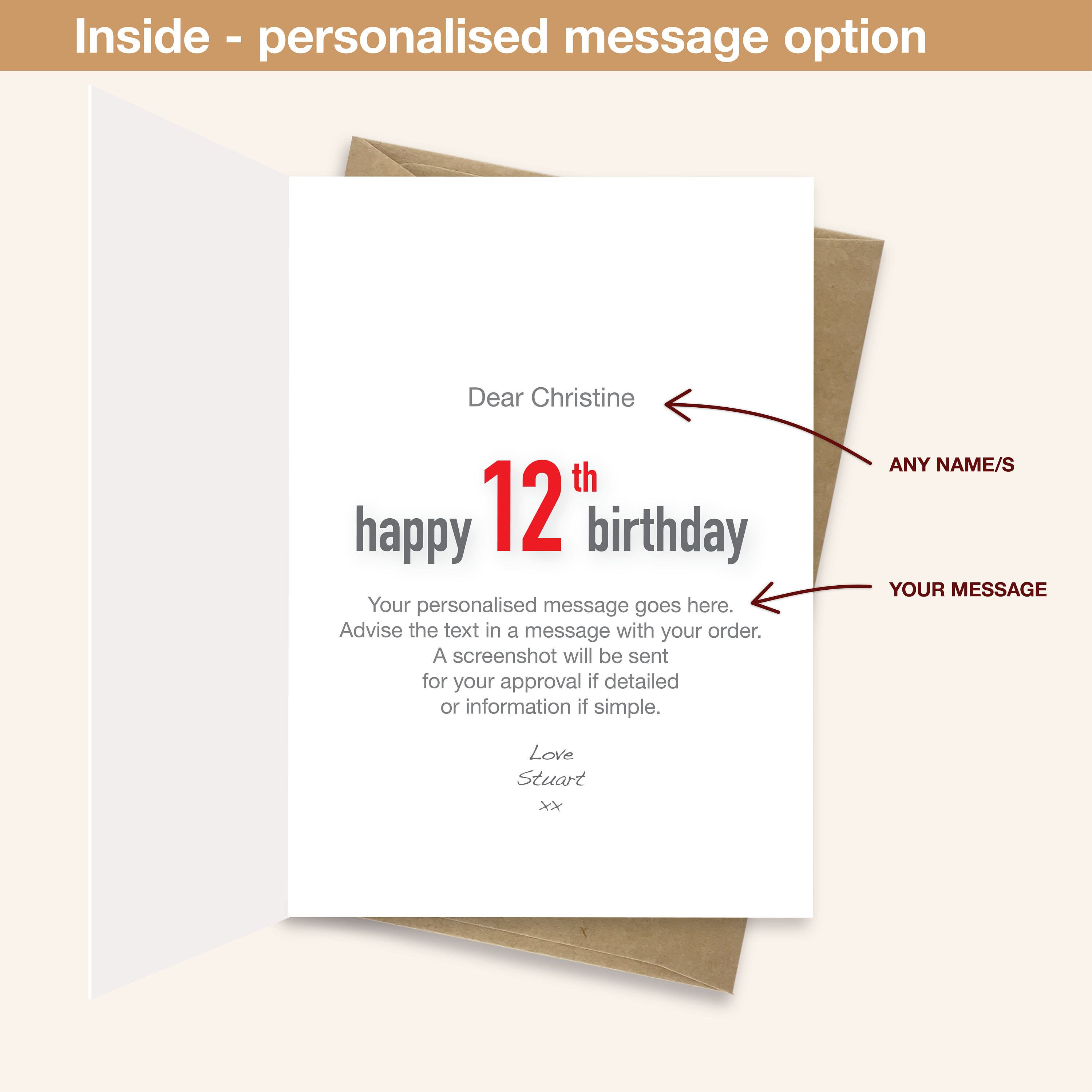 LEVEL UP Funny 12th Birthday Card for Boy or Girl Personalised 12th ...