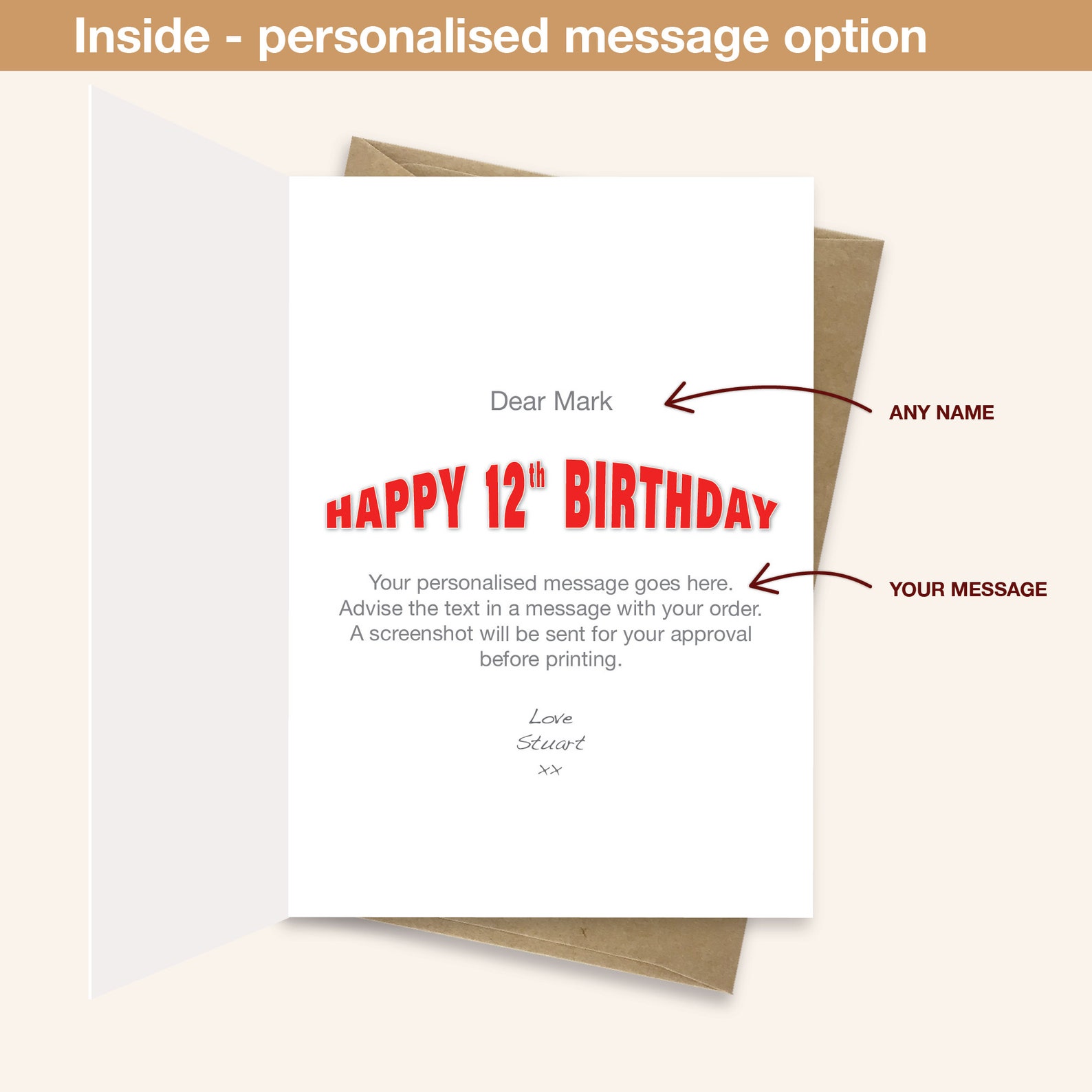 Personalised 12th Birthday Card for Boy or Girl Name 12 - Etsy